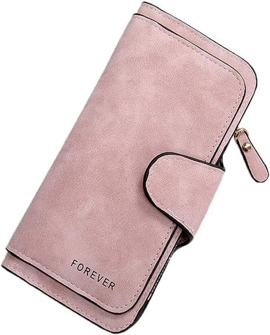 Leather Wallet, Pink Wallets for Women, Large Capacity Bifold Wallets ...