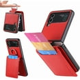 Leather Wallet Stand Phone Case with Ring for Samsung Galaxy Z Flip 4/3 ...