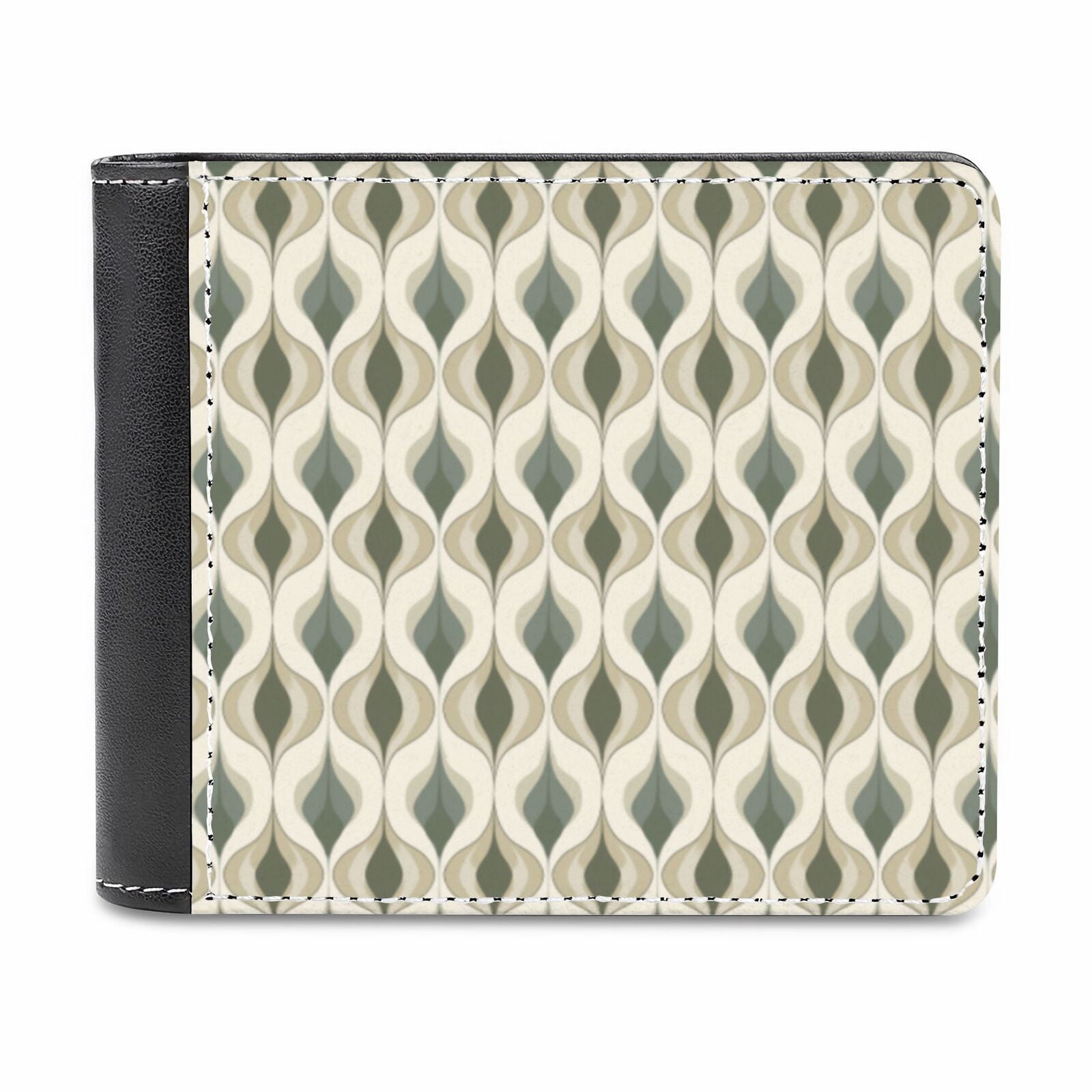 Leather Wallets for Men Sage Green & Beige Boho=13 Bifold Father's Day ...