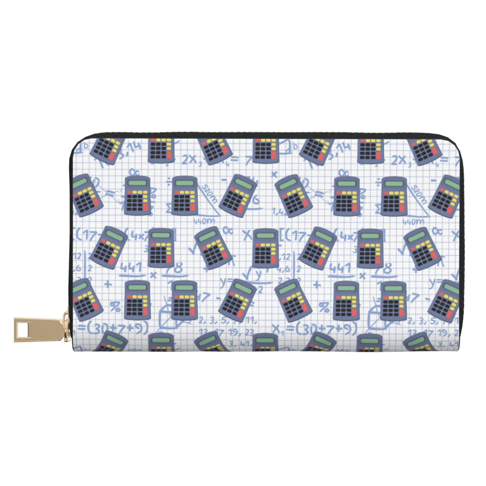 Leather Wallets for Men and Women, Math number Print calculator Long ...