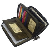 Leather Wallets for Women RFID Blocking Double Zip Around Credit Card ...