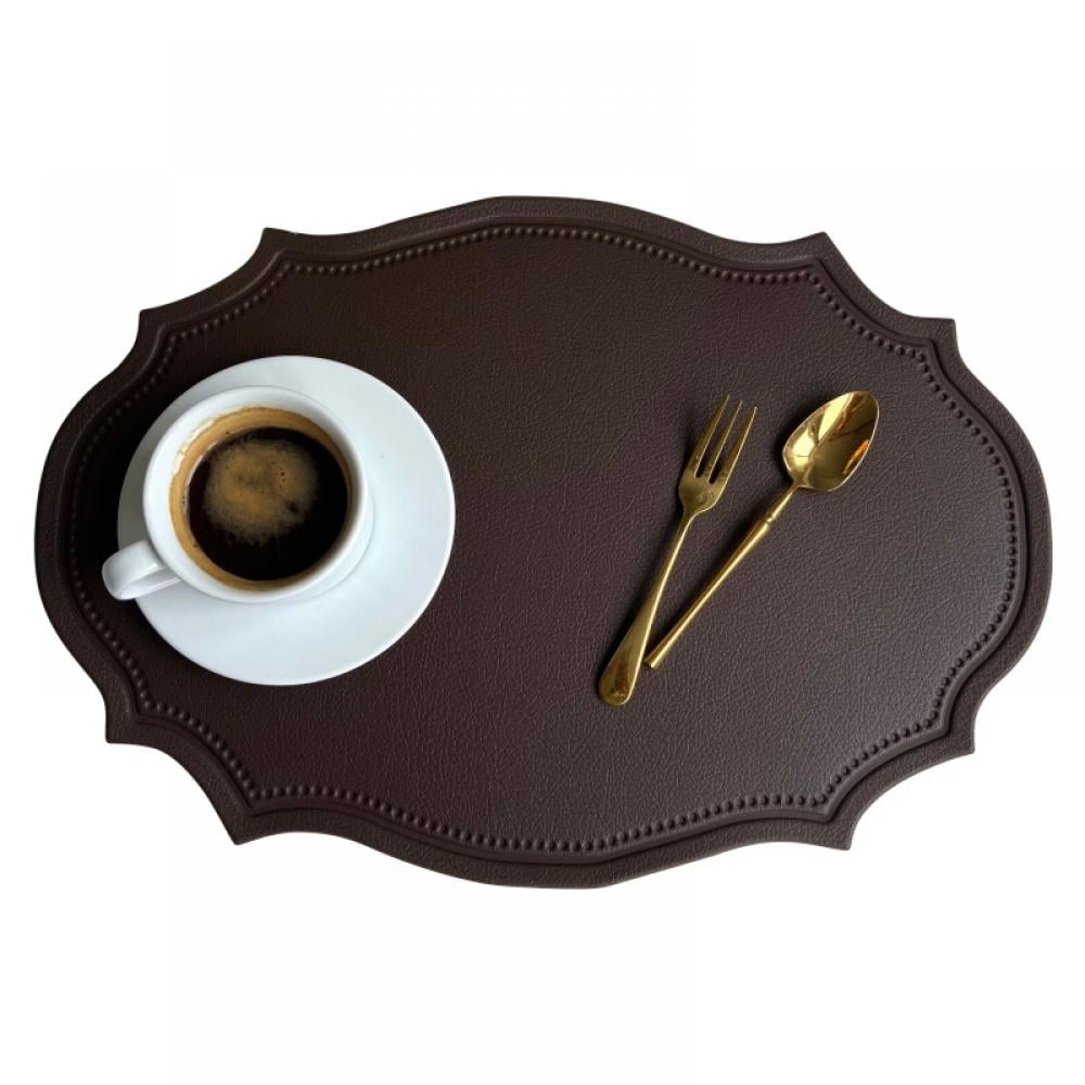 Leather Washable Placemats,Faux Leather Heat Resistant Elliptical Shape ...