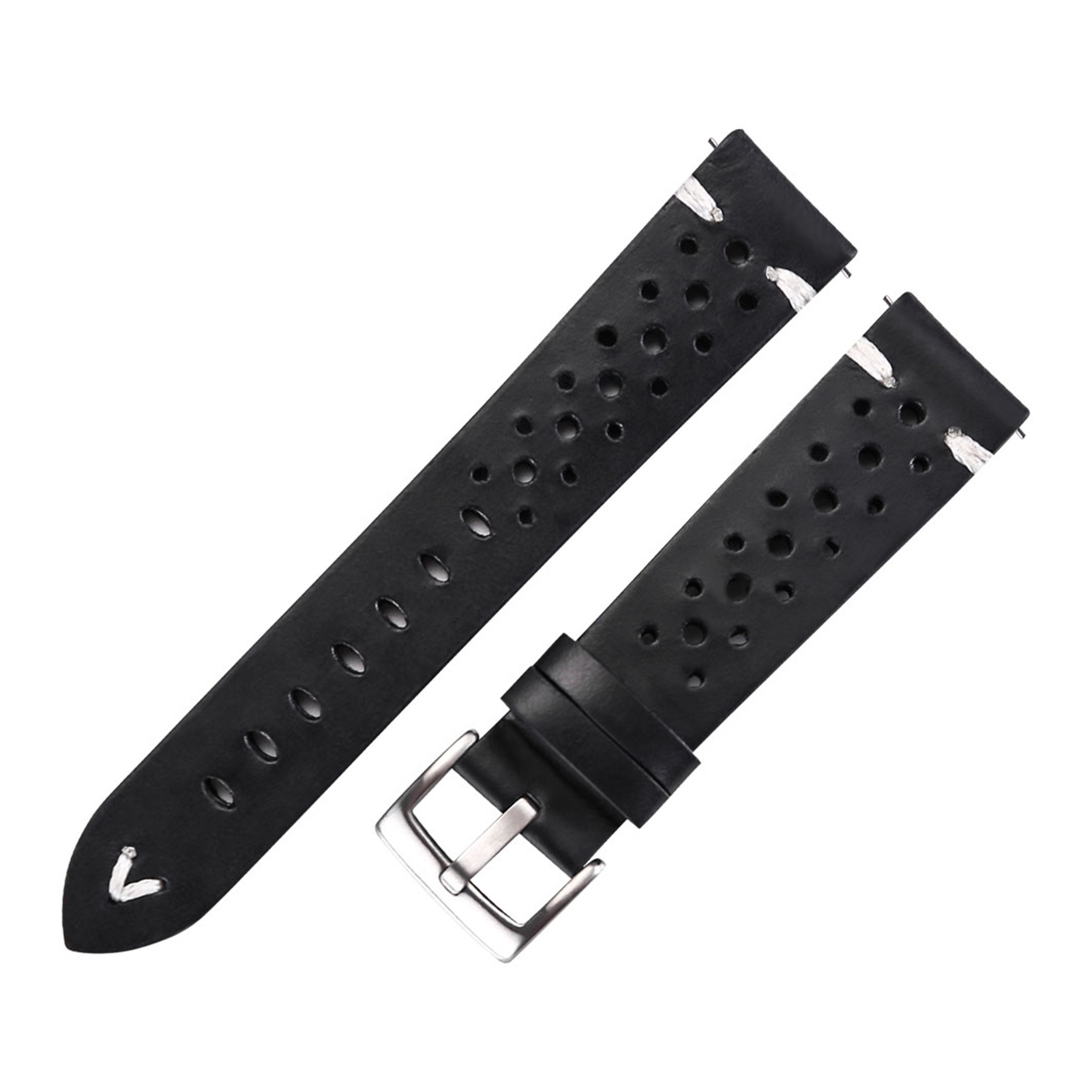 Leather Watch Band Strap Porous 18mm 20mm 22mm Dark Brown Handmade Oil ...
