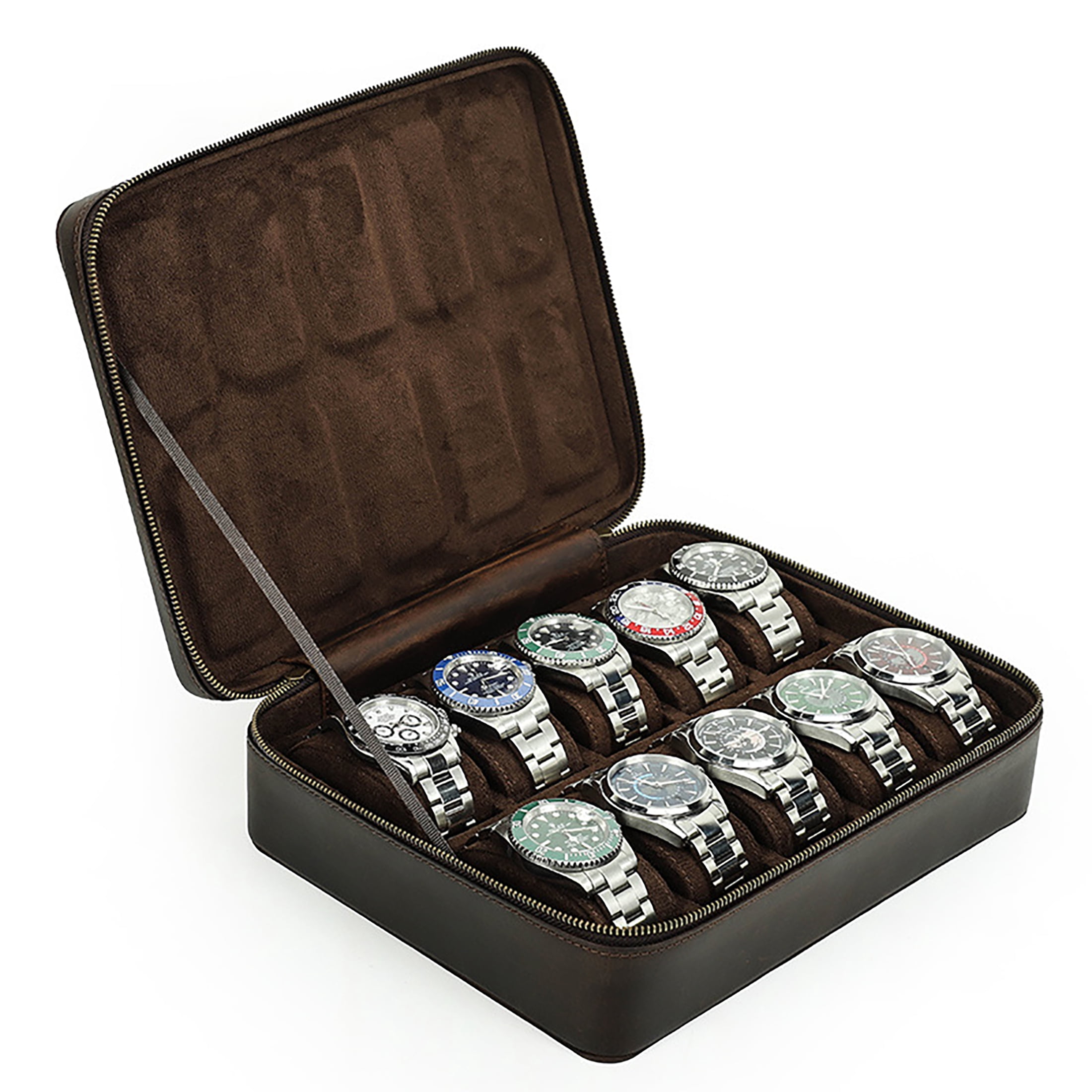 Leather Watch Storage Box - 10-Slot Vintage-Style Organizer with Dual ...
