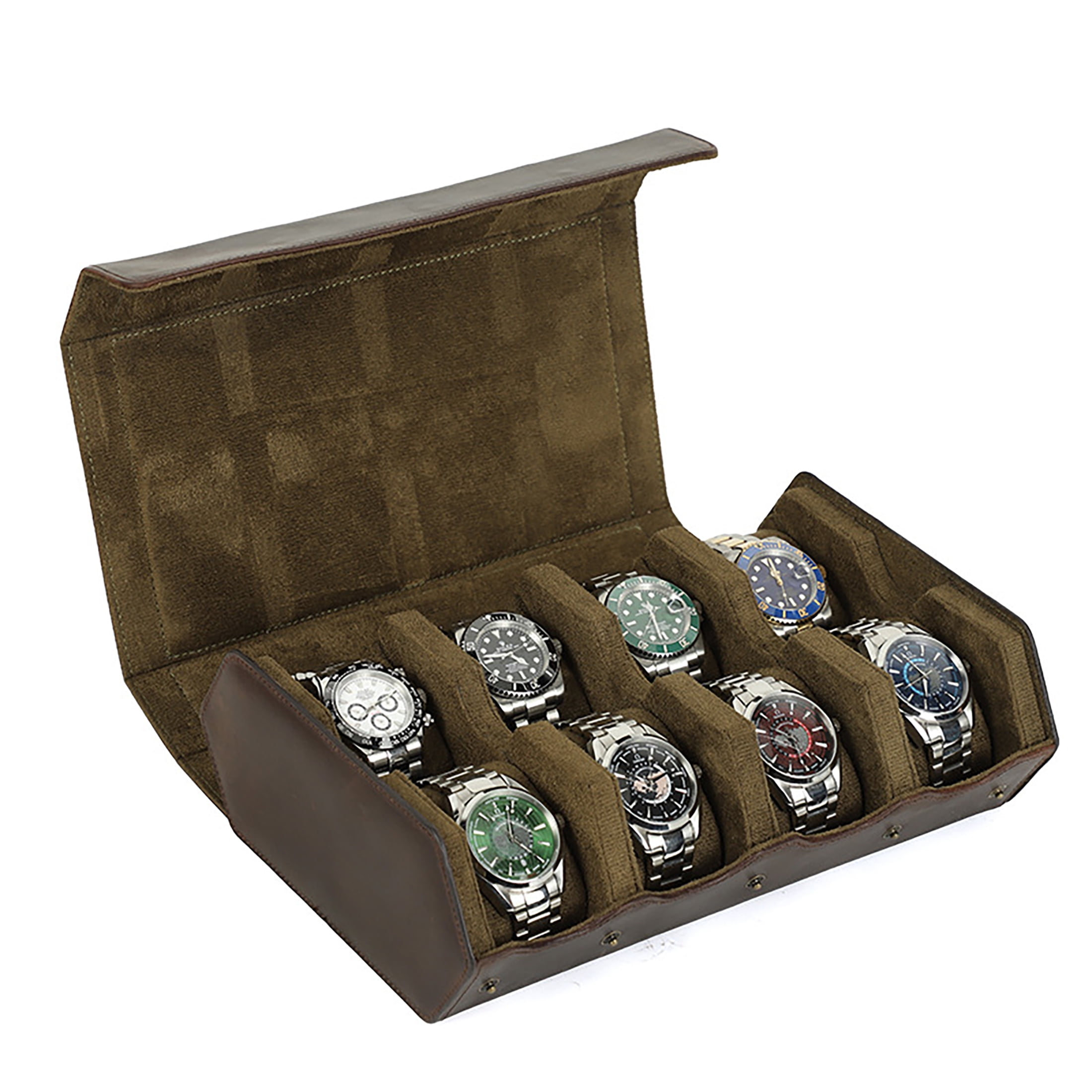 Leather Watch Storage Box – 8-Slot Organizer for Watches, Vintage Crazy ...