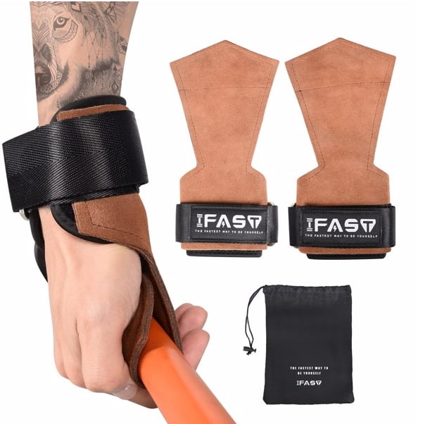 Leather Weightlifting Wrist Straps – Non-Slip Gym Gloves for Deadlifts ...