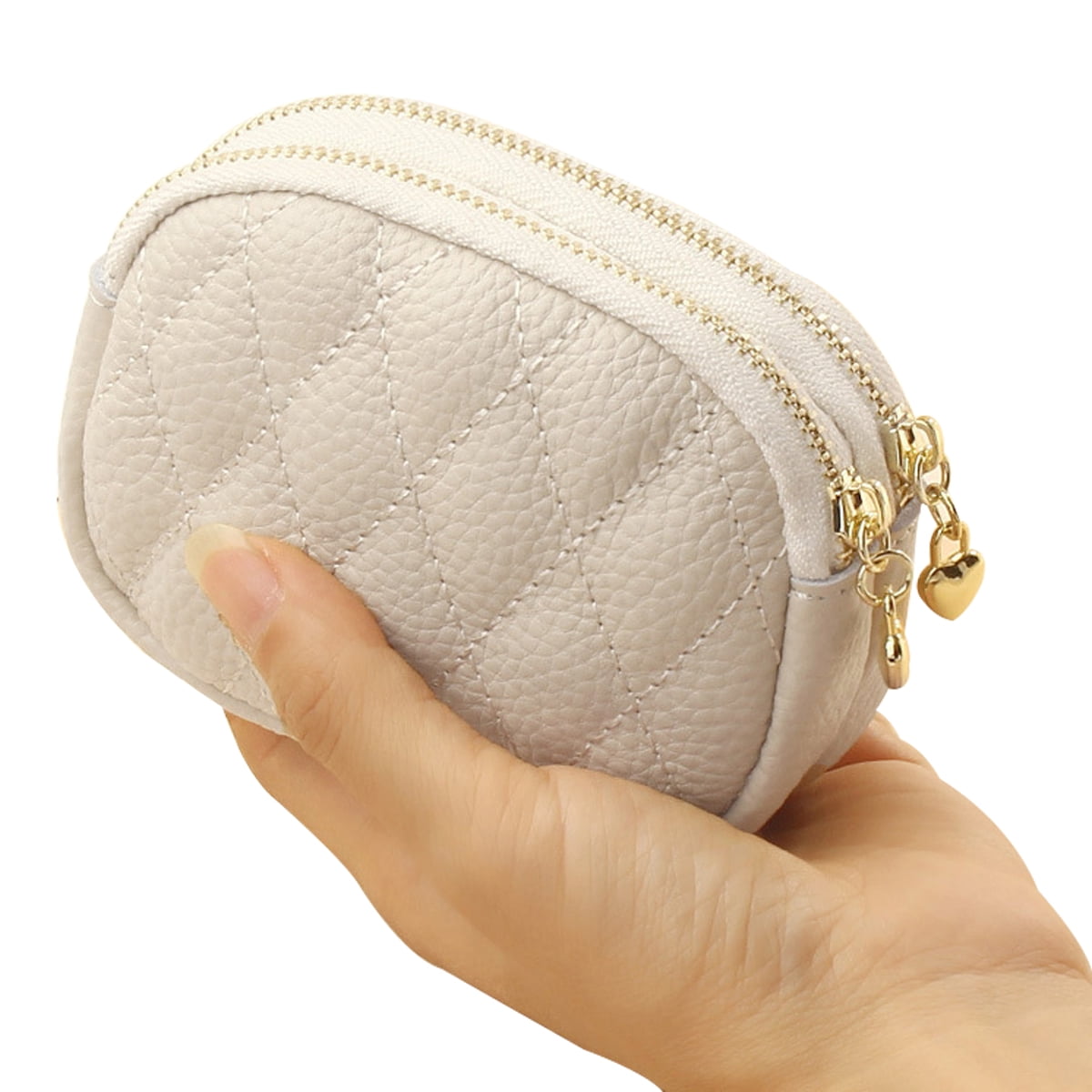 Leather Women Coin Purse Double Zipper Female Purse Wallets Card Coin ...