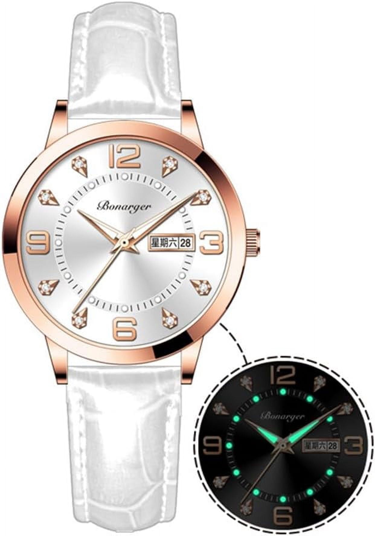 Leather Women Watches Ladies Dress Analog Quartz Date Classic Luminous ...
