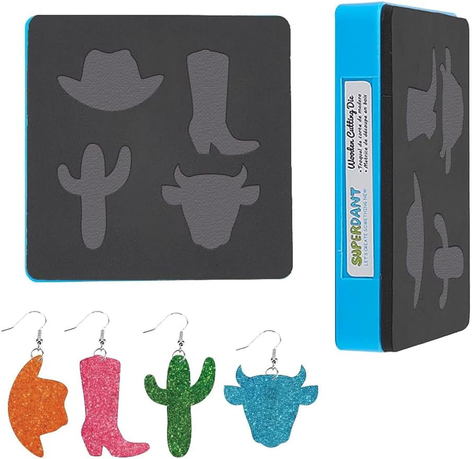 Leather Wooden Die Cut Cowboy Hat Boots Cactus Western-Style Earring ...