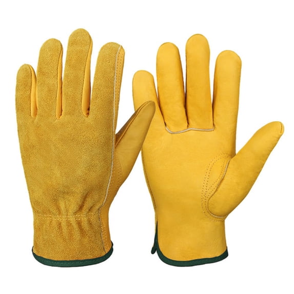 Leather Work Gloves for Men & Women, 1 Pair Genuine Cowhide Gardening ...