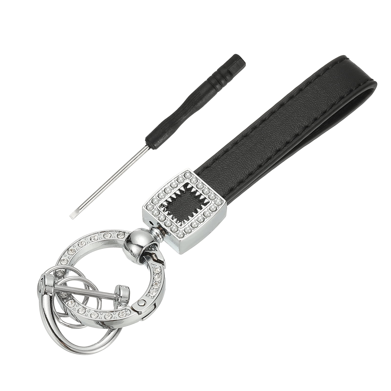 Leather Wristlet Keychain, Car Key Chain Holder with Silver Key Ring ...