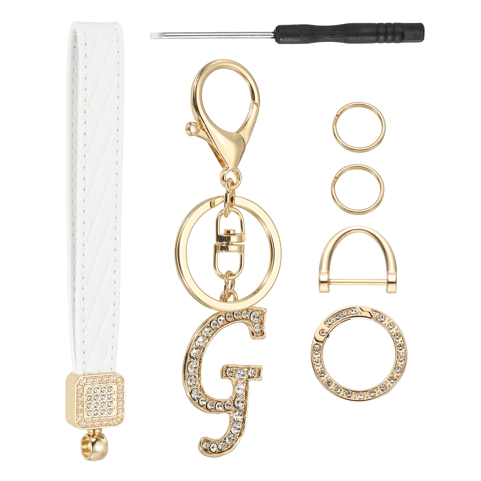 Leather Wristlet Keychain, Chic Letter G Keychains with Key Ring and D ...