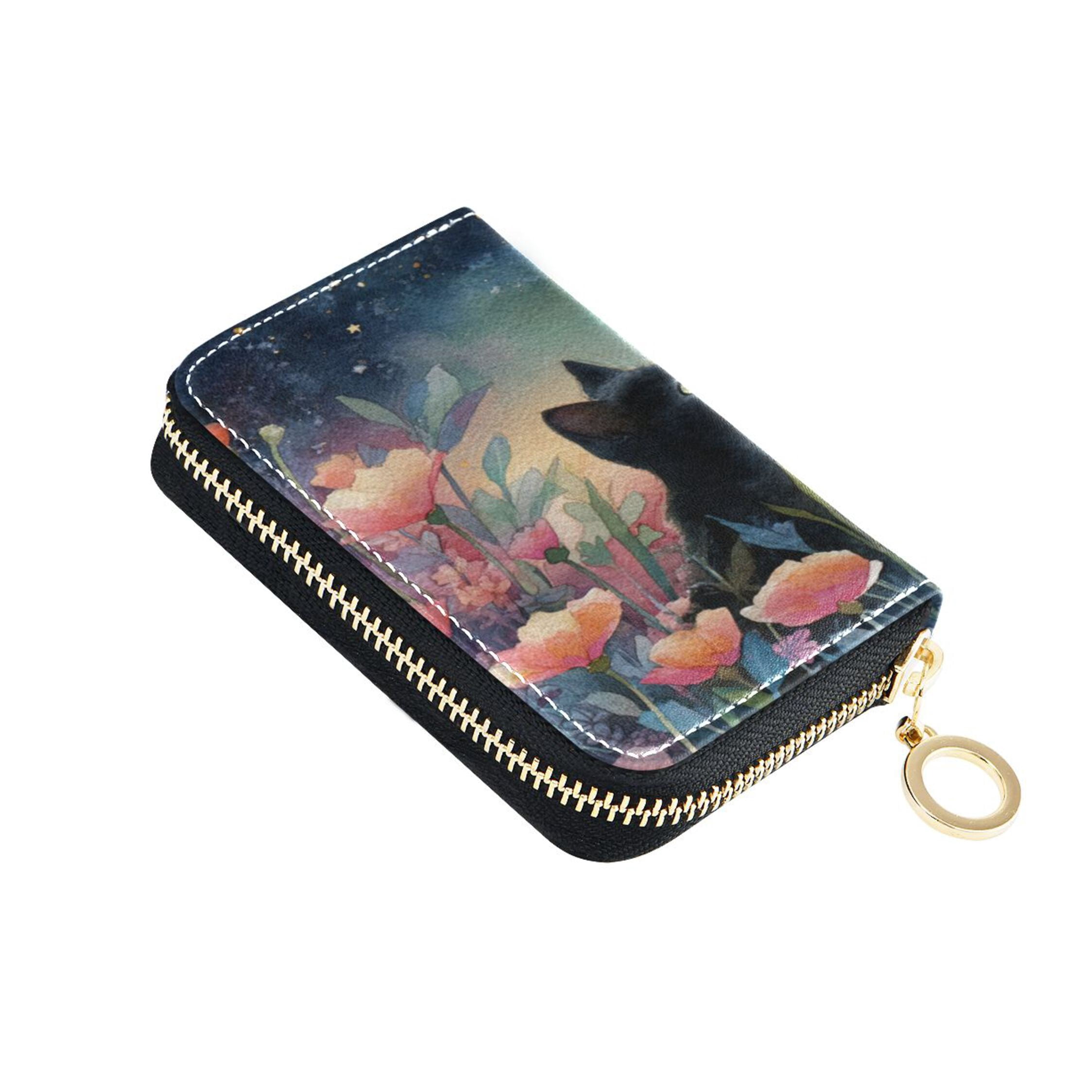 Leather Zipper Card Bag 4.7x3.1x0.8Inch Women's Card Bag Coin Purse ...
