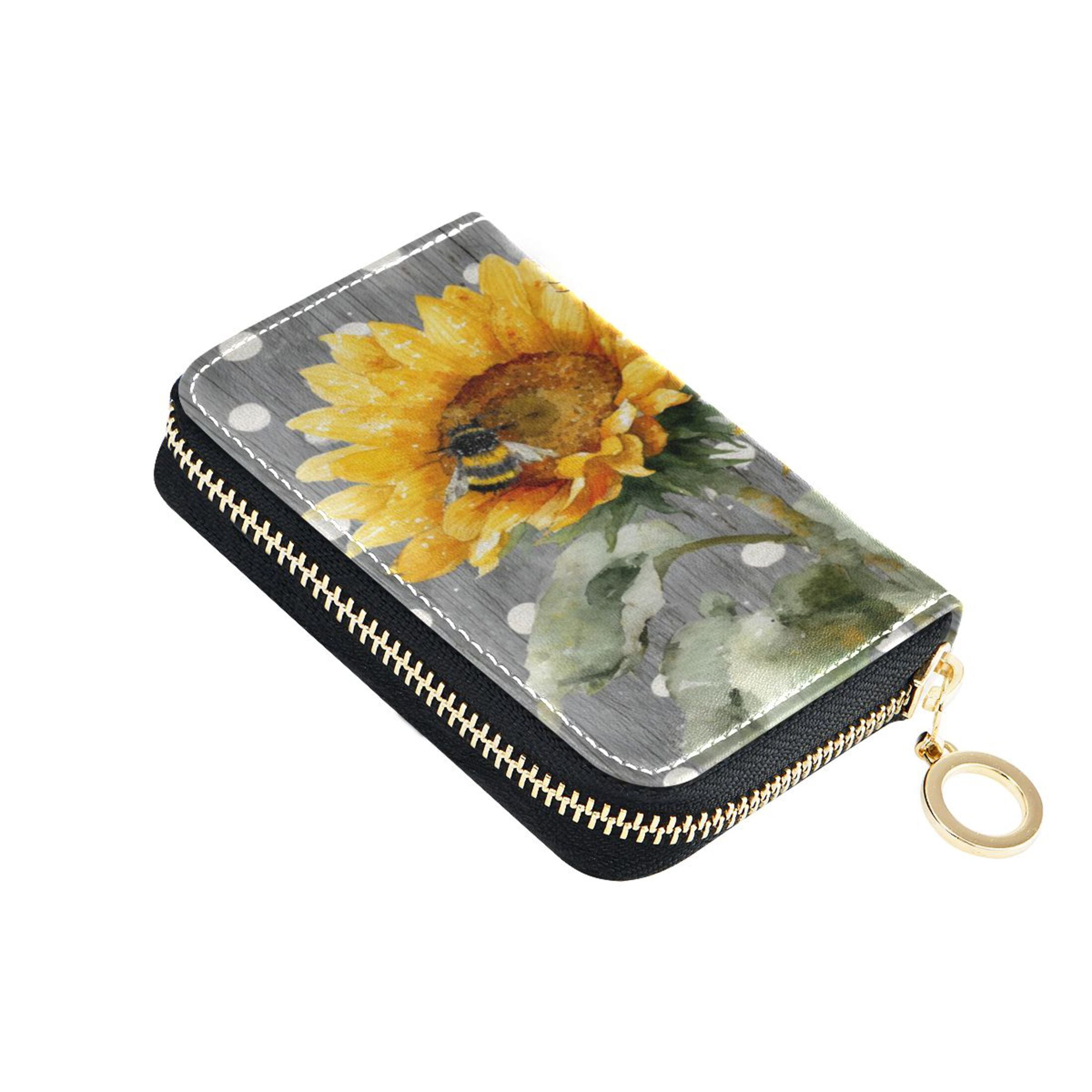 Leather Zipper Card Bag 4.7x3.1x0.8Inch Women's Card Bag Coin Purse ...
