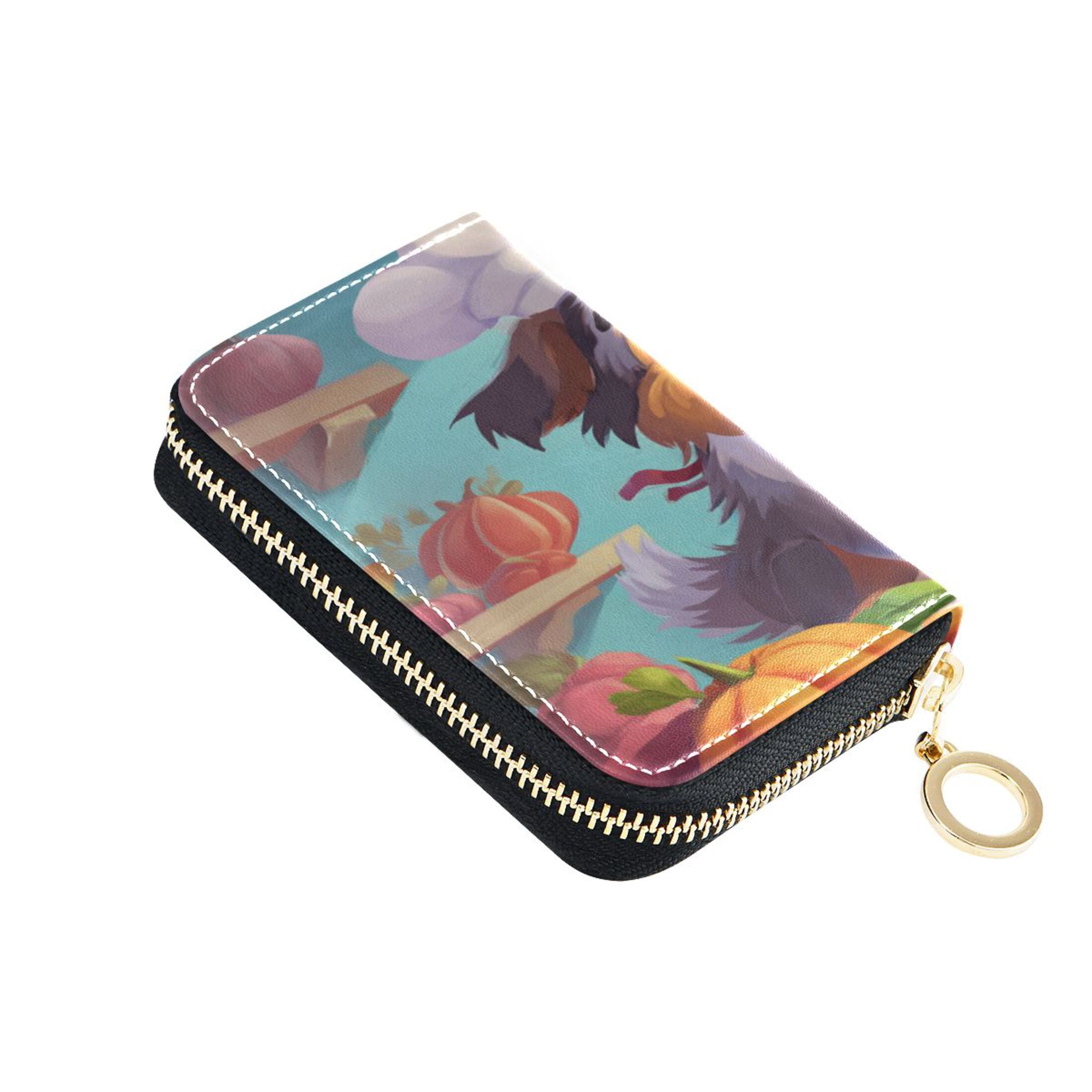 Leather Zipper Card Bag 4.7x3.1x0.8Inch Women's Card Bag Coin Purse ...