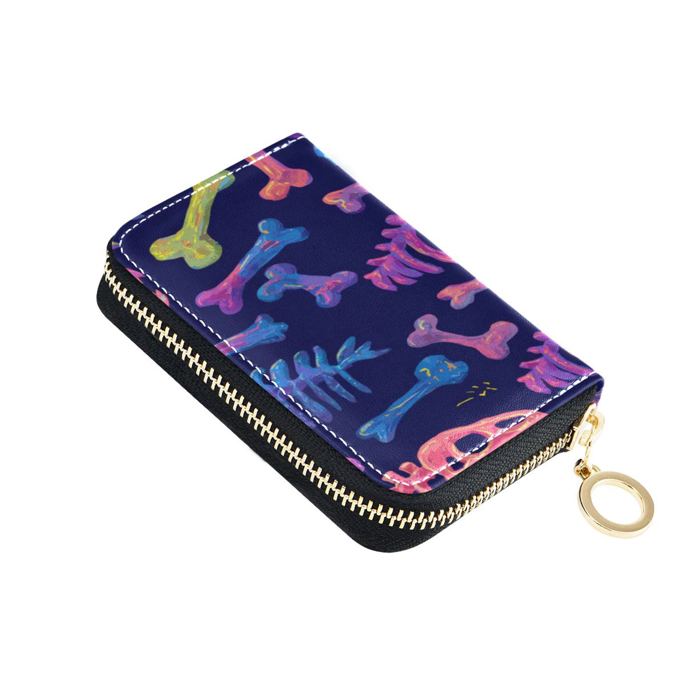 Leather Zipper Card Bag 4.7x3.1x0.8Inch Women's Card Bag Coin Purse ...