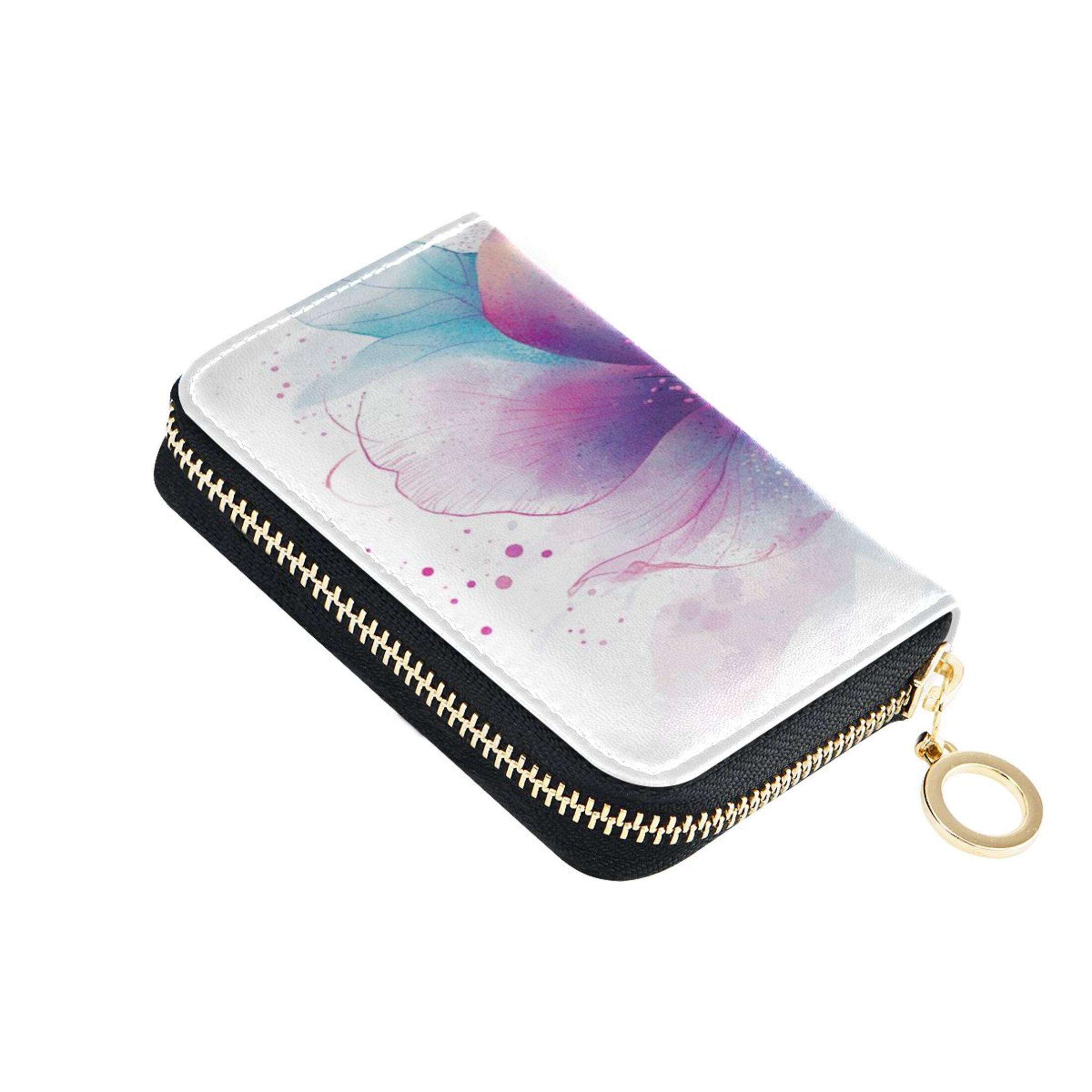 Leather Zipper Card Bag 4.7x3.1x0.8Inch Women's Card Bag Coin Purse ...