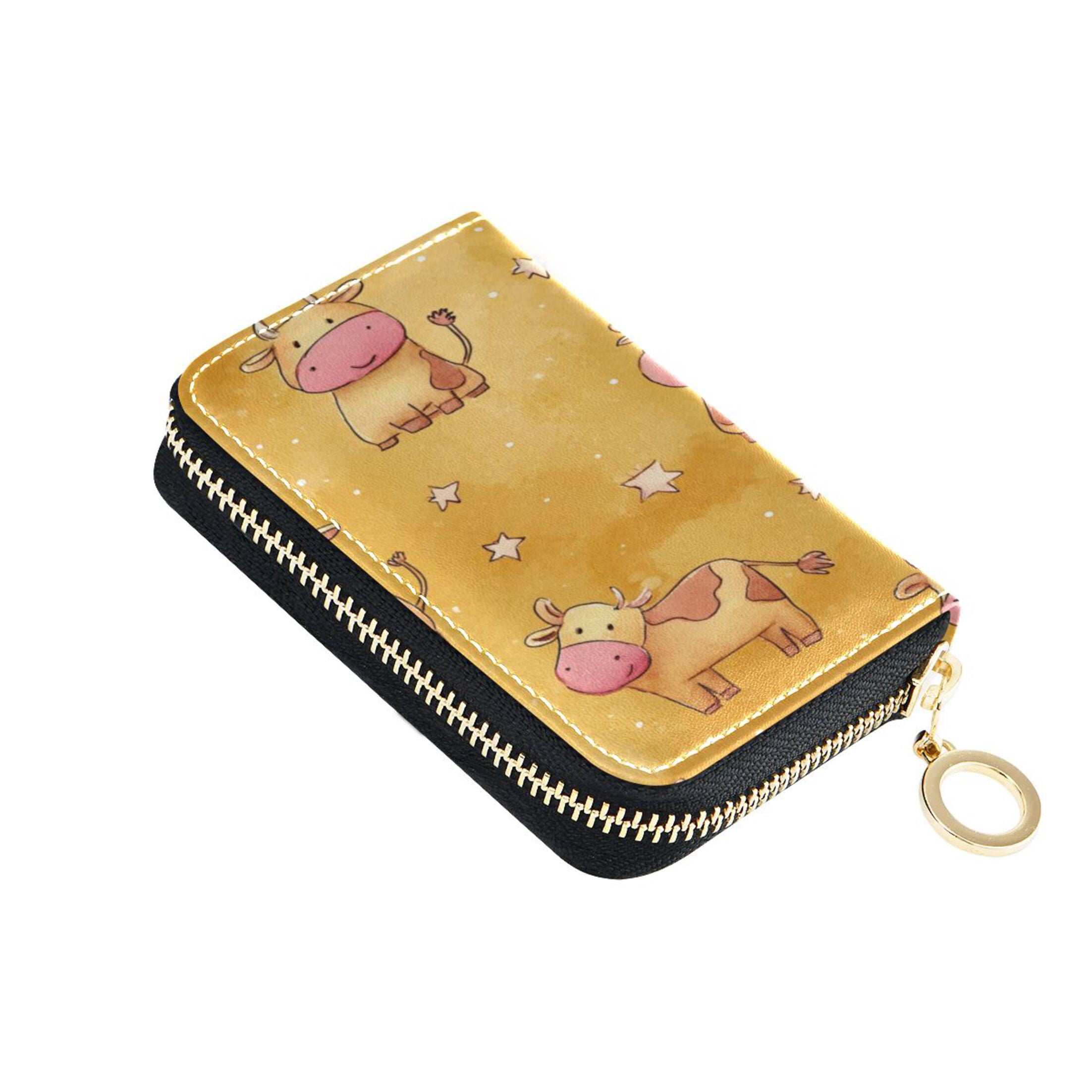 Leather Zipper Card Bag 4.7x3.1x0.8Inch Women's Card Bag Coin Purse ...