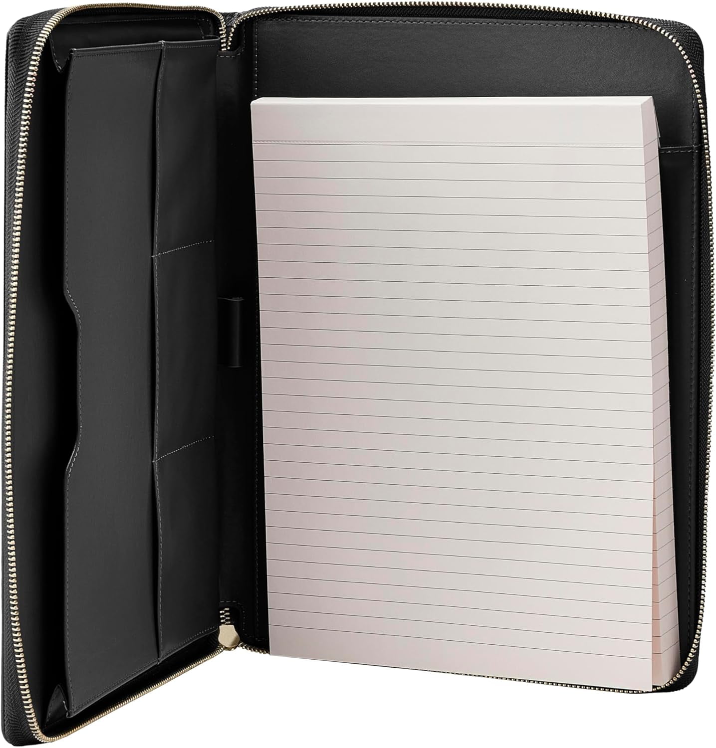 Leather Zippered Portfolio Organizer,Genuine Leather Executive Business ...