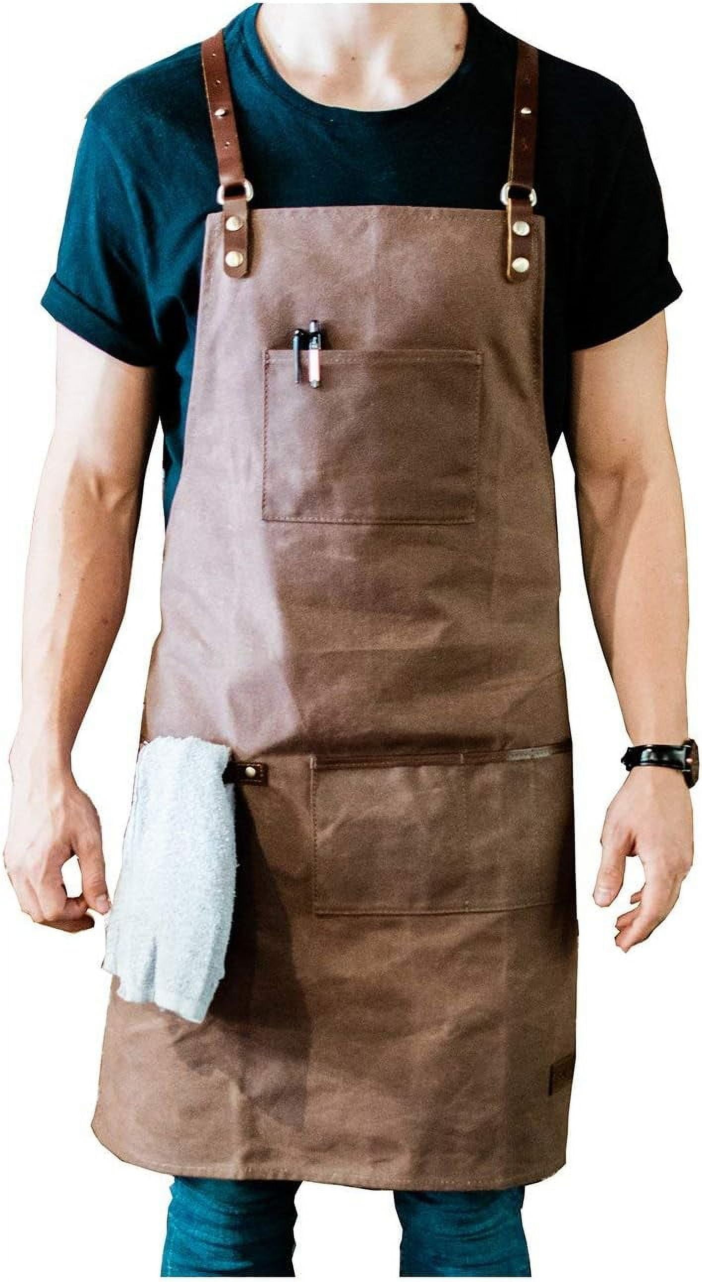 Leather and Canvas Adjustable Work Apron for Men - Walmart.com