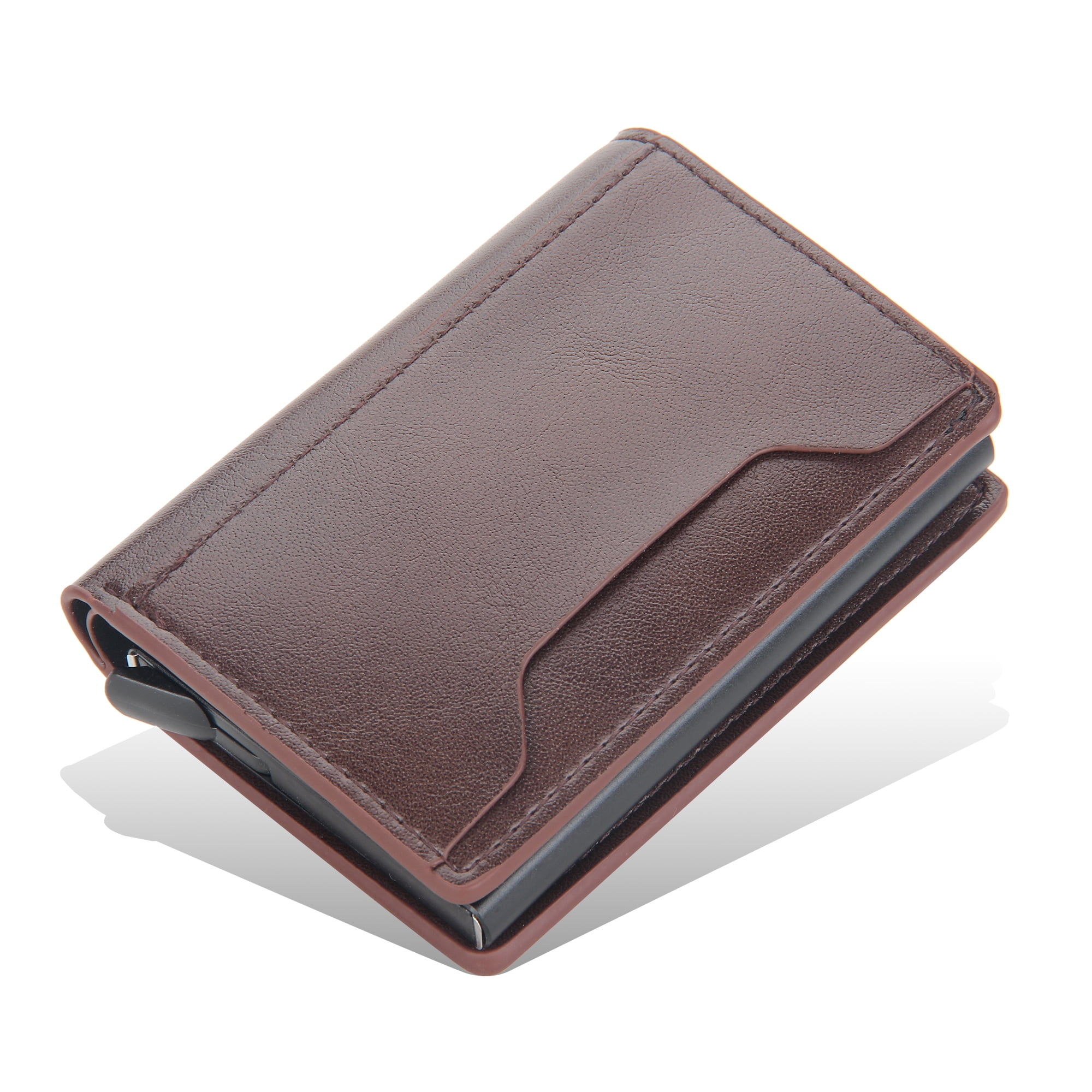 Leather anti magnetic and anti-theft card bag RFID automatic pop-up ...