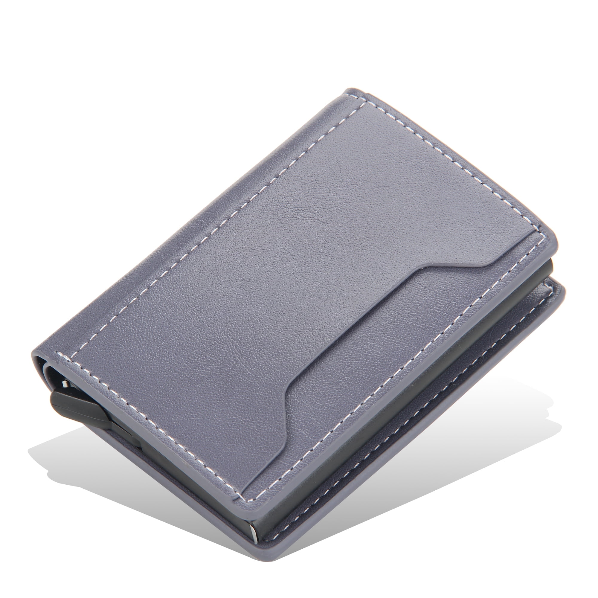 Leather anti magnetic and anti-theft card bag RFID automatic pop-up ...