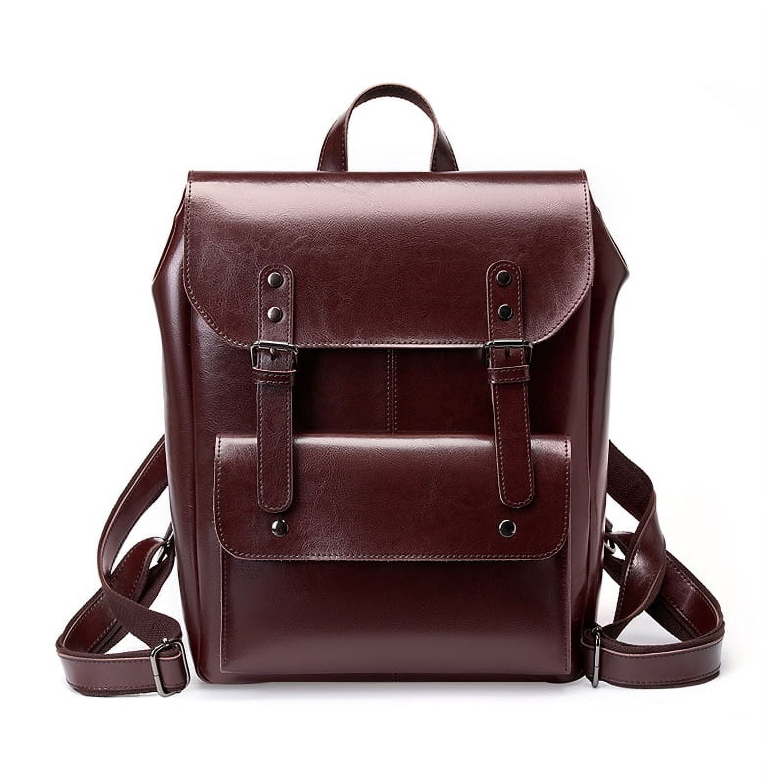 Leather backpack 14 inch large capacity British retro neutral wear ...
