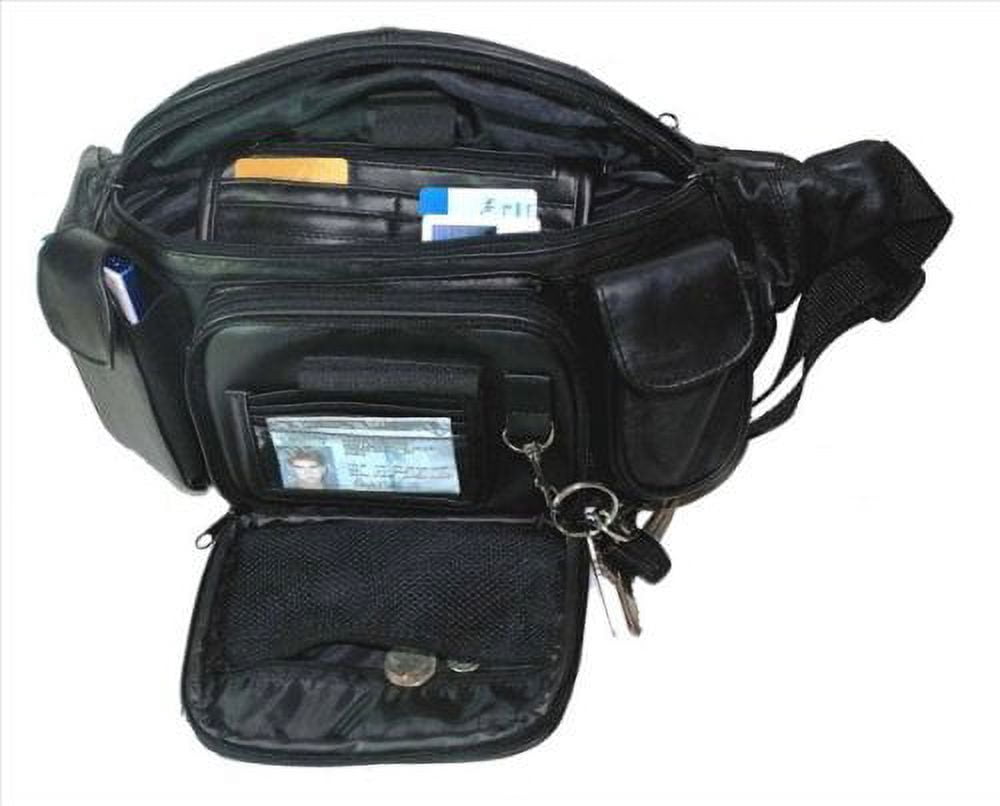 Leather In Chicago Extra Large Mens Womens Black Leather Fanny Pack