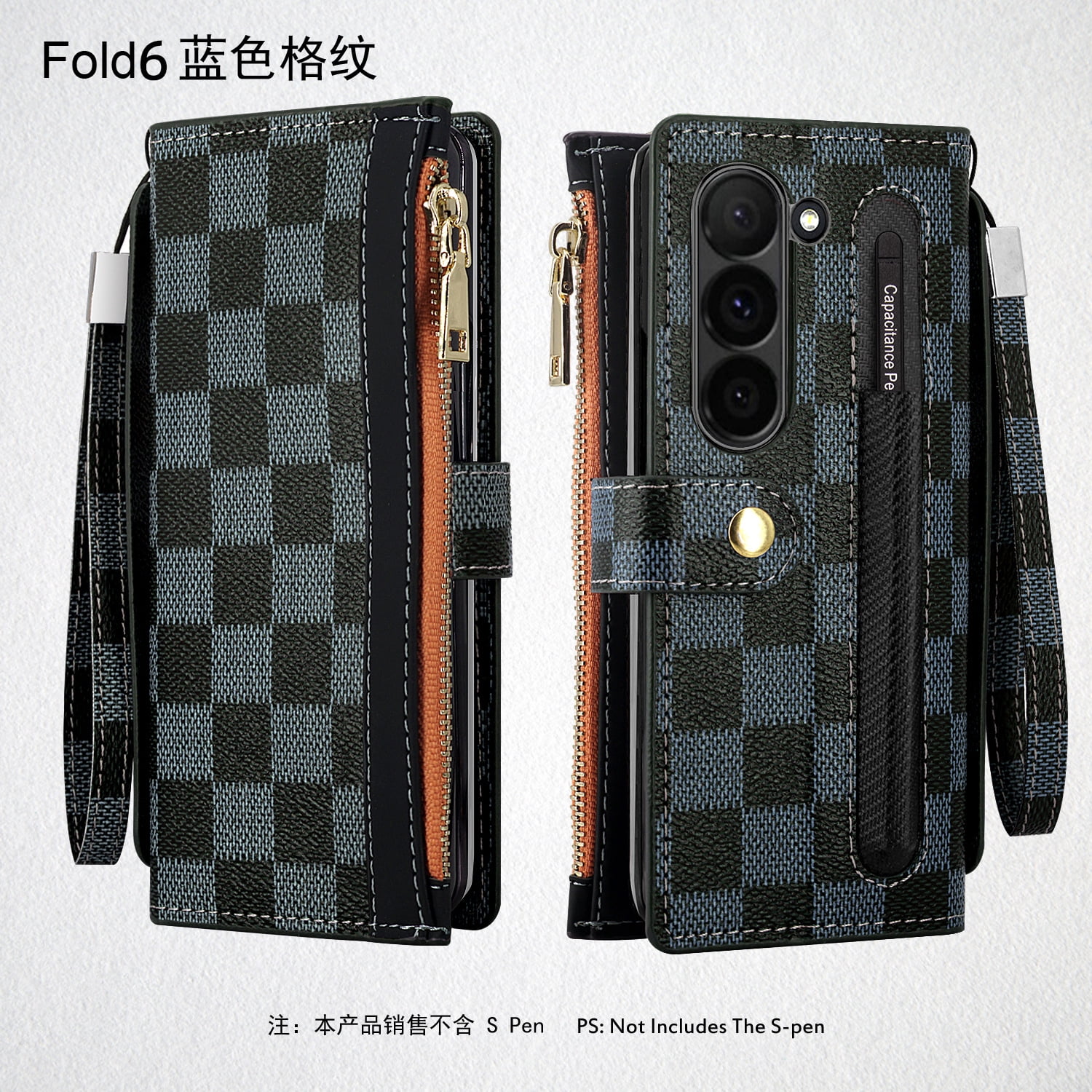 Leather zipper wallet phone case for Samsung Galaxy Z fold6 fold5 fold4 ...