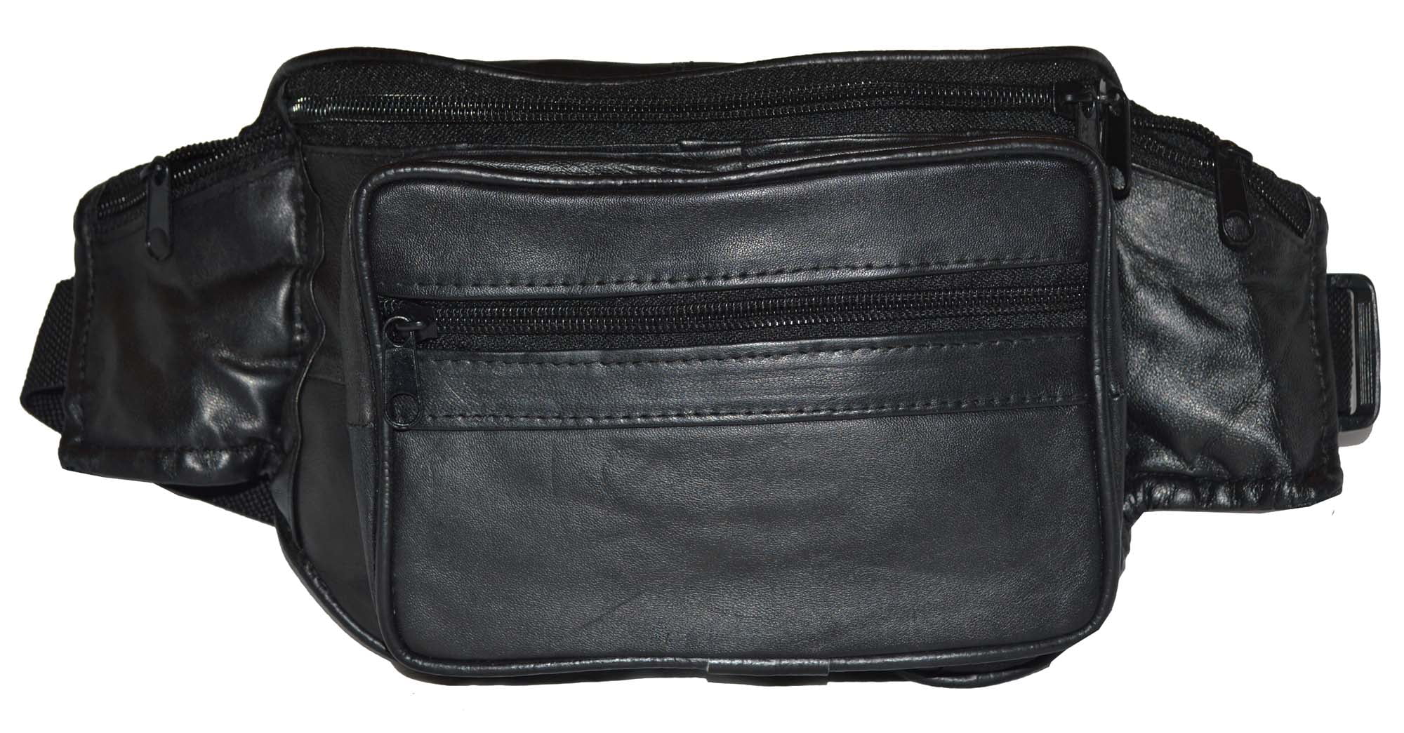 LeatherBoss Black Leather Fanny Pack - Unisex Waist Belt Bag for Men ...