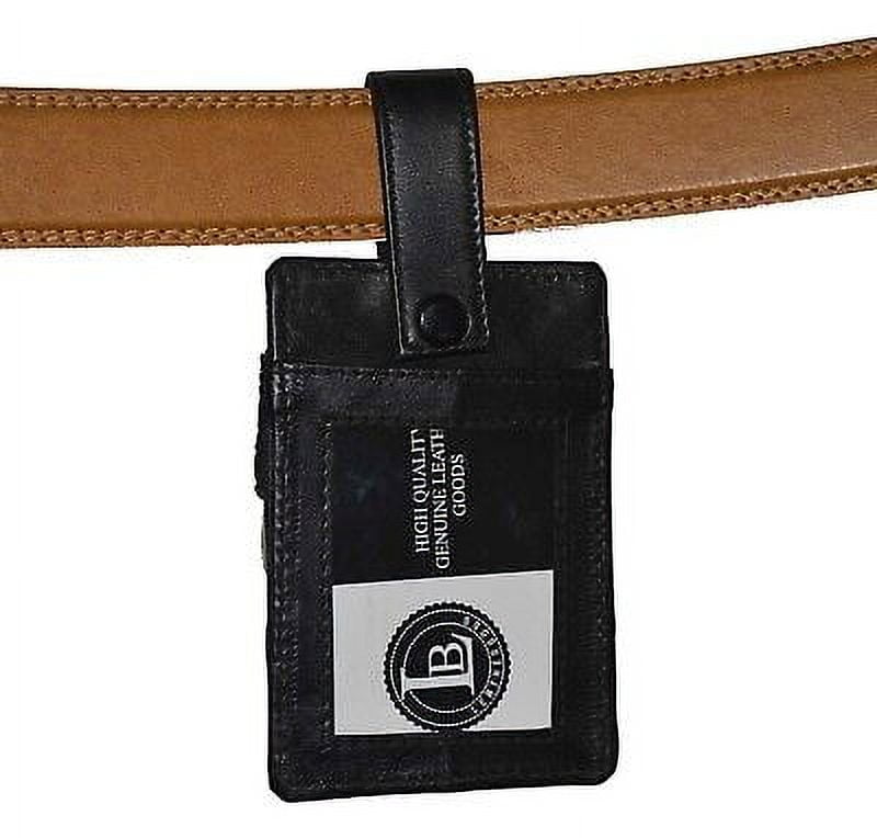 Leatherboss Belt Loop ID Money Holder Clear Window Snap Pocket Black ...