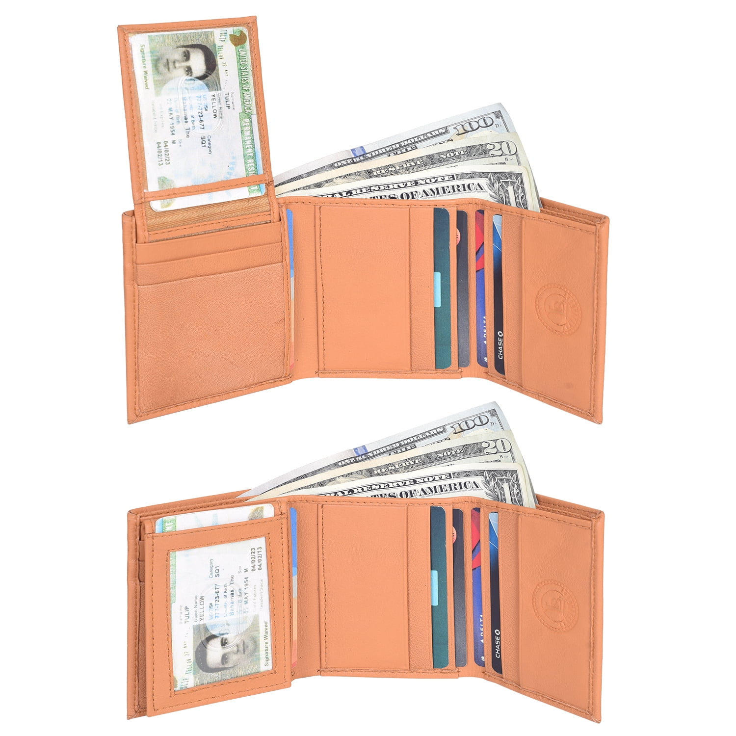 Leatherboss Designer Trifold wallet with pull out card holder New in a ...