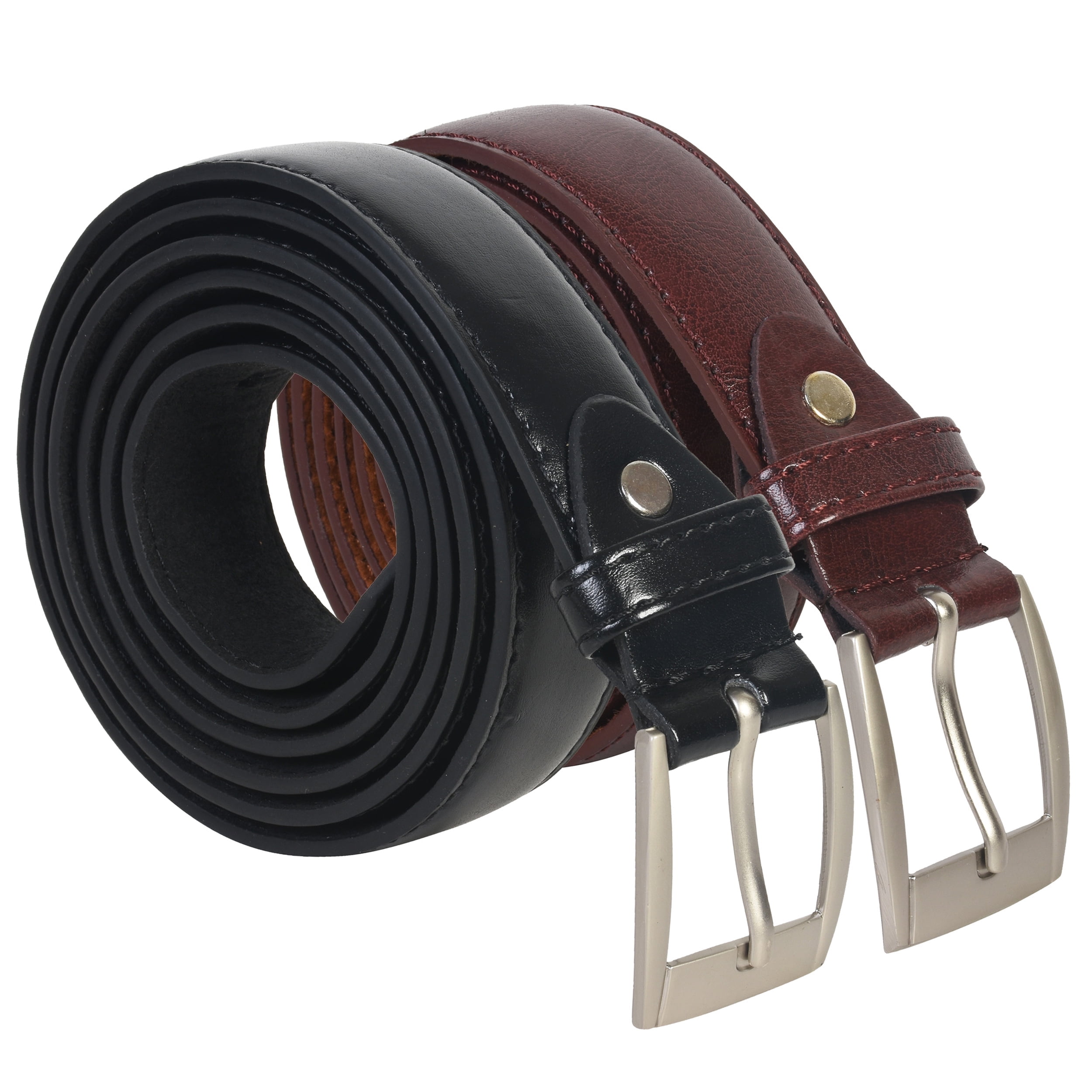 Leatherboss Large XXL Wide Dress Belt Set of 2 - Stylish Men's Genuine ...
