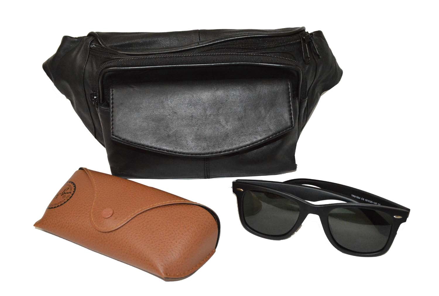 Leatherboss Fanny Pack Waist Wallet with Eye Glass Case Holder New ...
