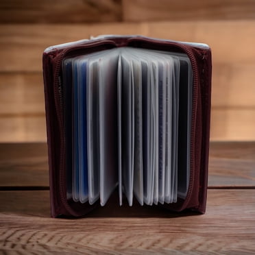 Leatherboss 30 Pages Credit Card or Picture Holder Wallet with Zipper ...