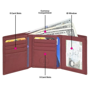 Genuine Leather Trifold Wallet for Men - RFID Blocking, 2 Flip-Up ID Windows, Perfect Gift ...