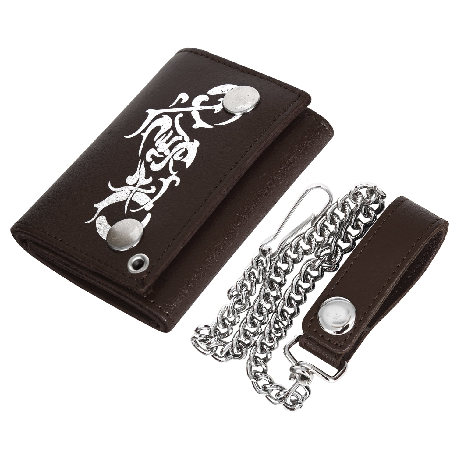 Leatherboss Genuine Leather Print Motorcycle Wallet ID Card Holder with ...