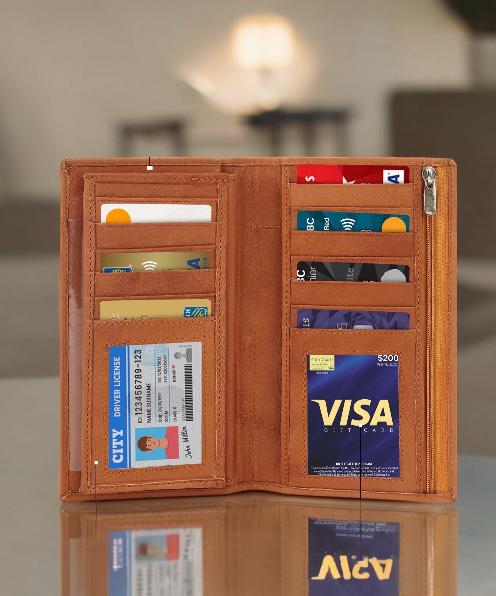 Leatherboss Genuine Leather RFID Blocking Checkbook Wallet with Credit ...