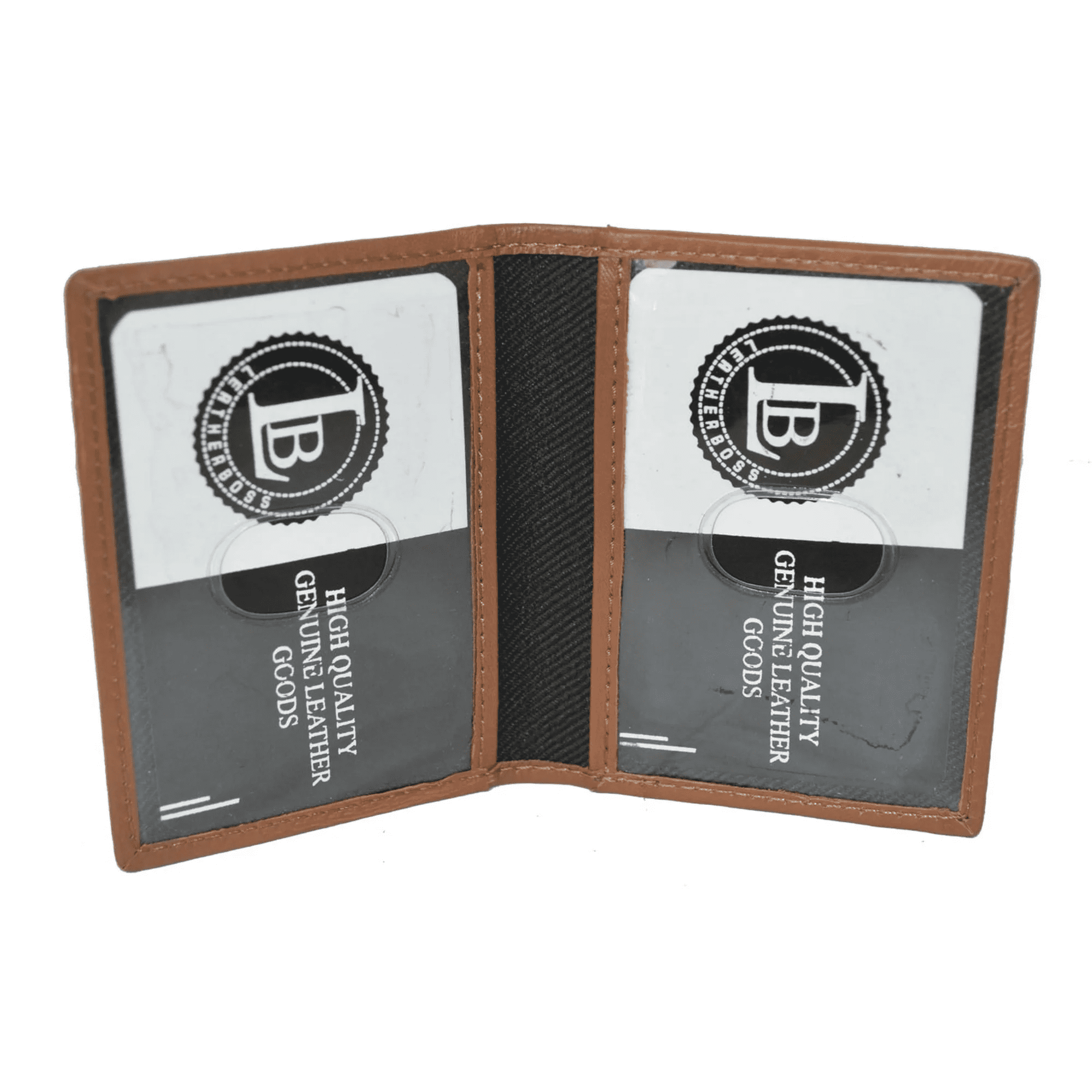 Leatherboss Leather Credit Card Double ID Window Mini Slim Bifold ...