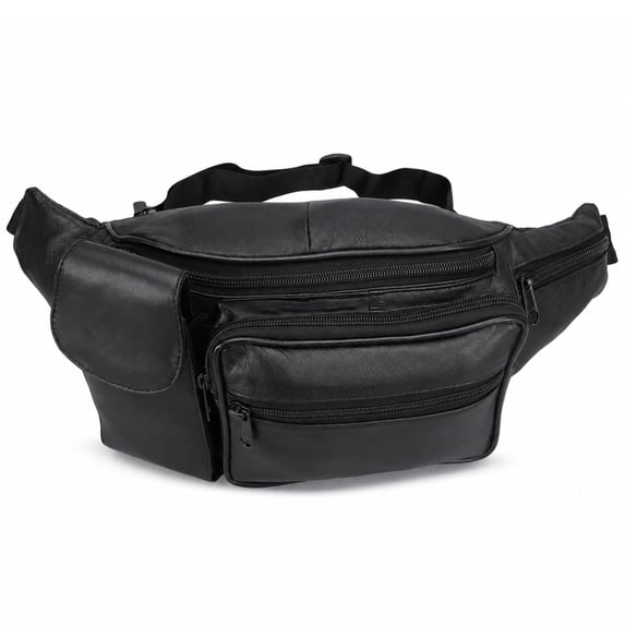 Leatherboss Outdoor Hiking Leather Fanny Pack with Water Bottle Holder ...