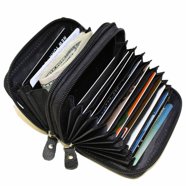 Men's Wallet Leather Credit Card Holder RFID Blocking Zipper Pocket ID ...