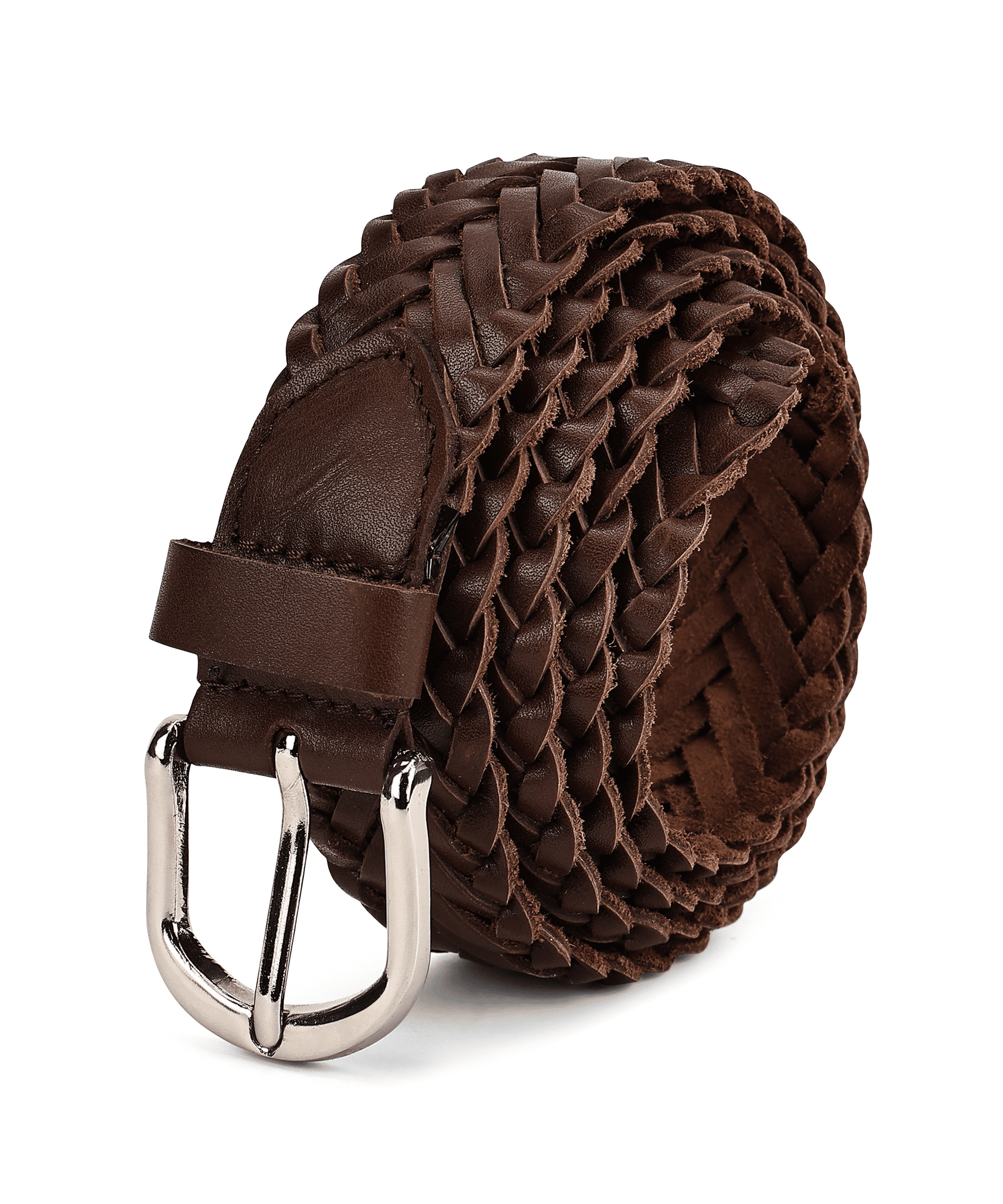 Leatherboss Men's Braided Brown Leather Belt, 1 1/8 inch - Walmart.com