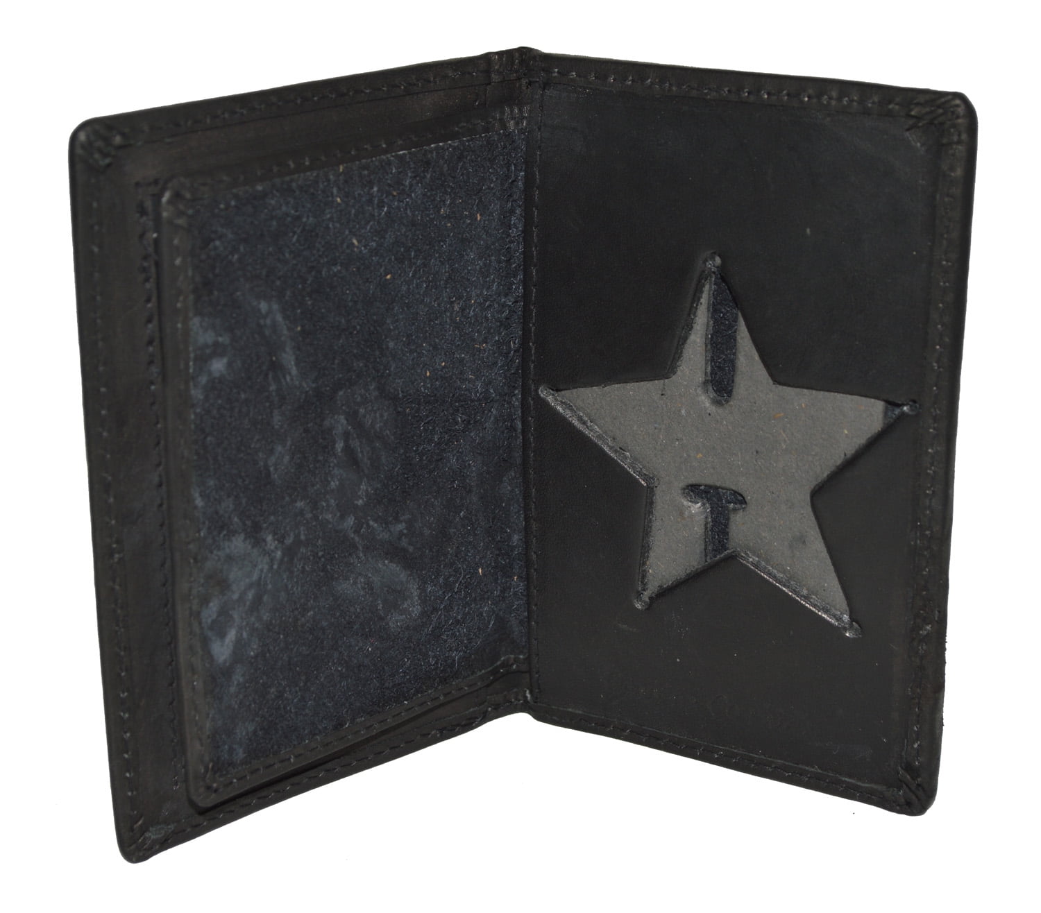 Leatherboss Bifold Wallet with 5-Point Star Police Badge ID Holder ...