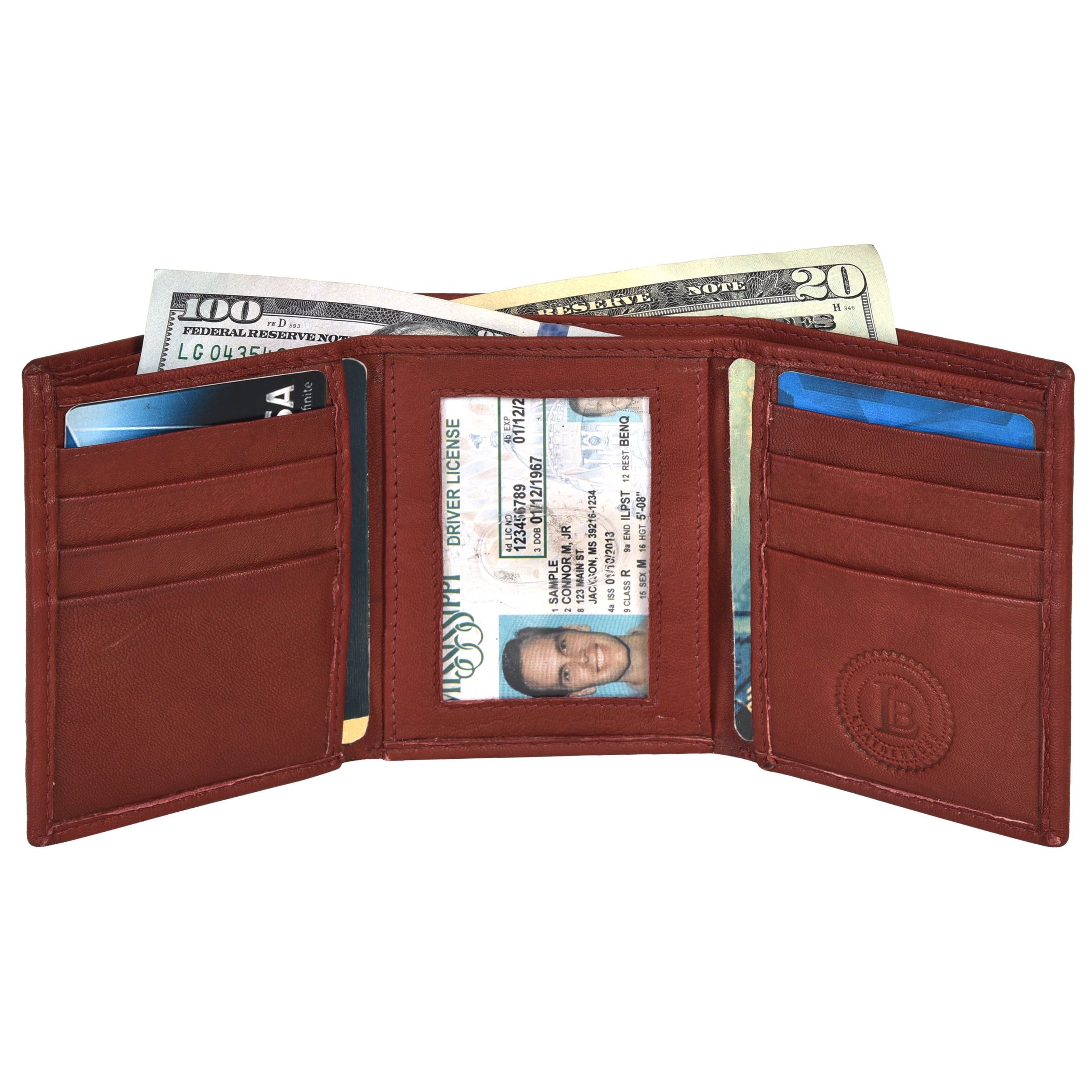 Slim Trifold Genuine Leather Men's Wallet with RFID Blocking and ID ...