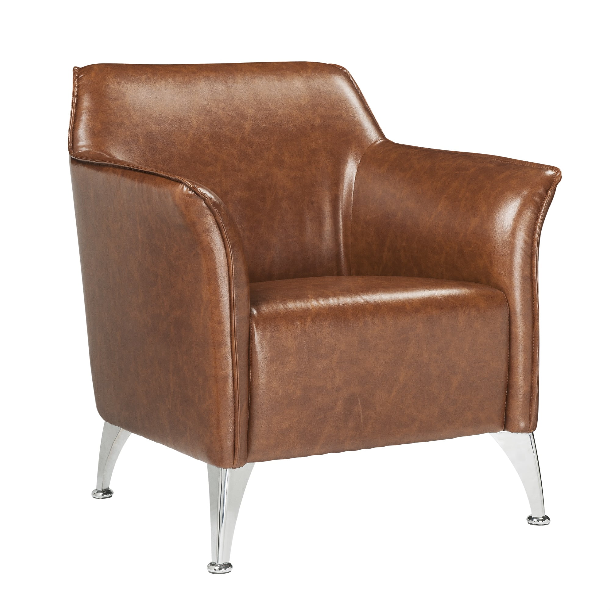 Leatherette Accent Chair with Track Armrest and Welt Trim Details ...