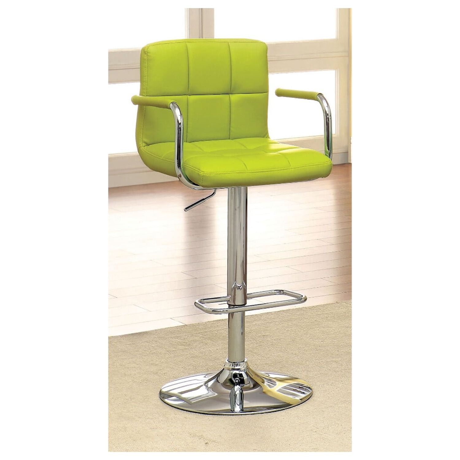 Leatherette Adjustable Bar Stool with Metal Tubular Support, Light ...