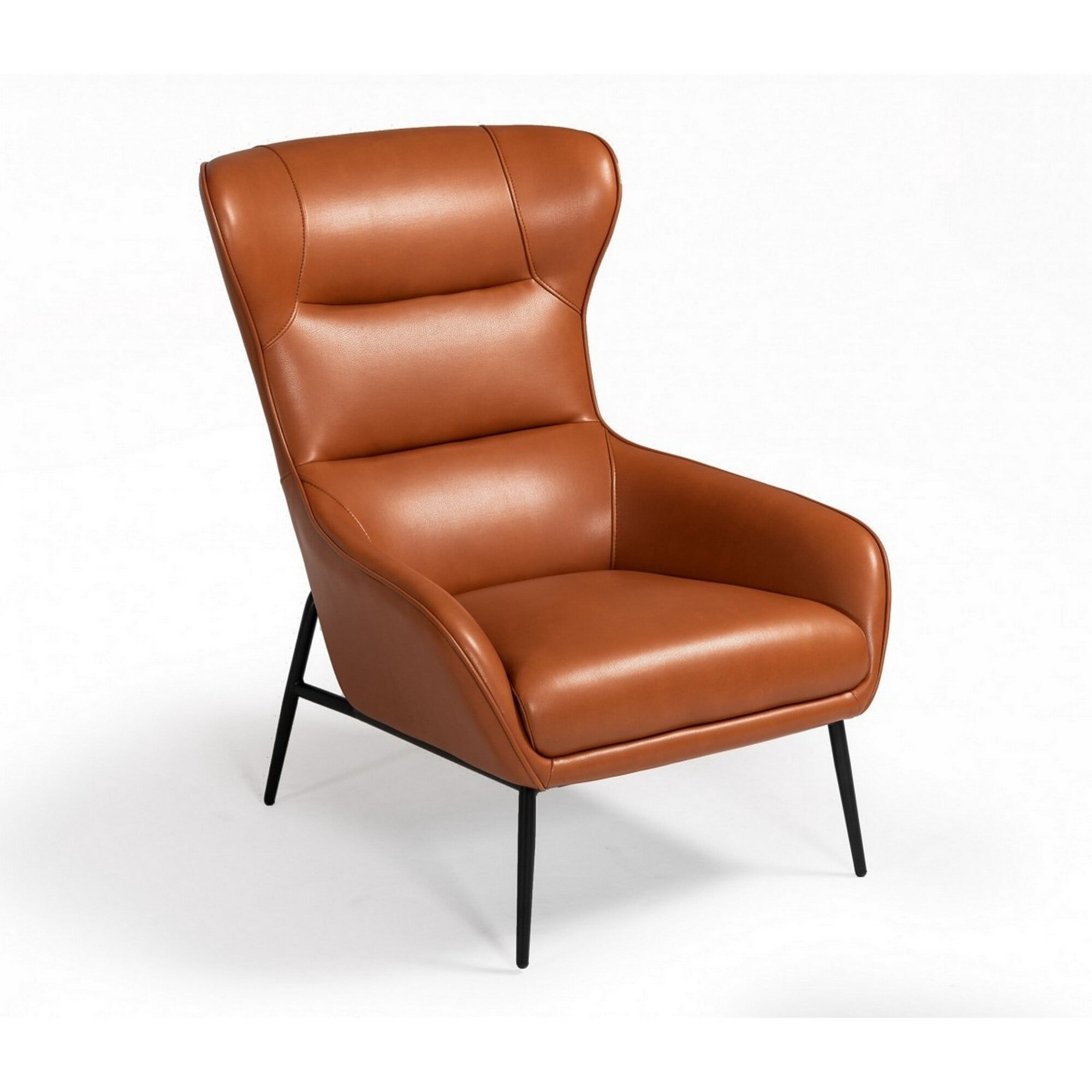 Leatherette Bucket Style Lounge Chair with Tufted Details, Brown ...