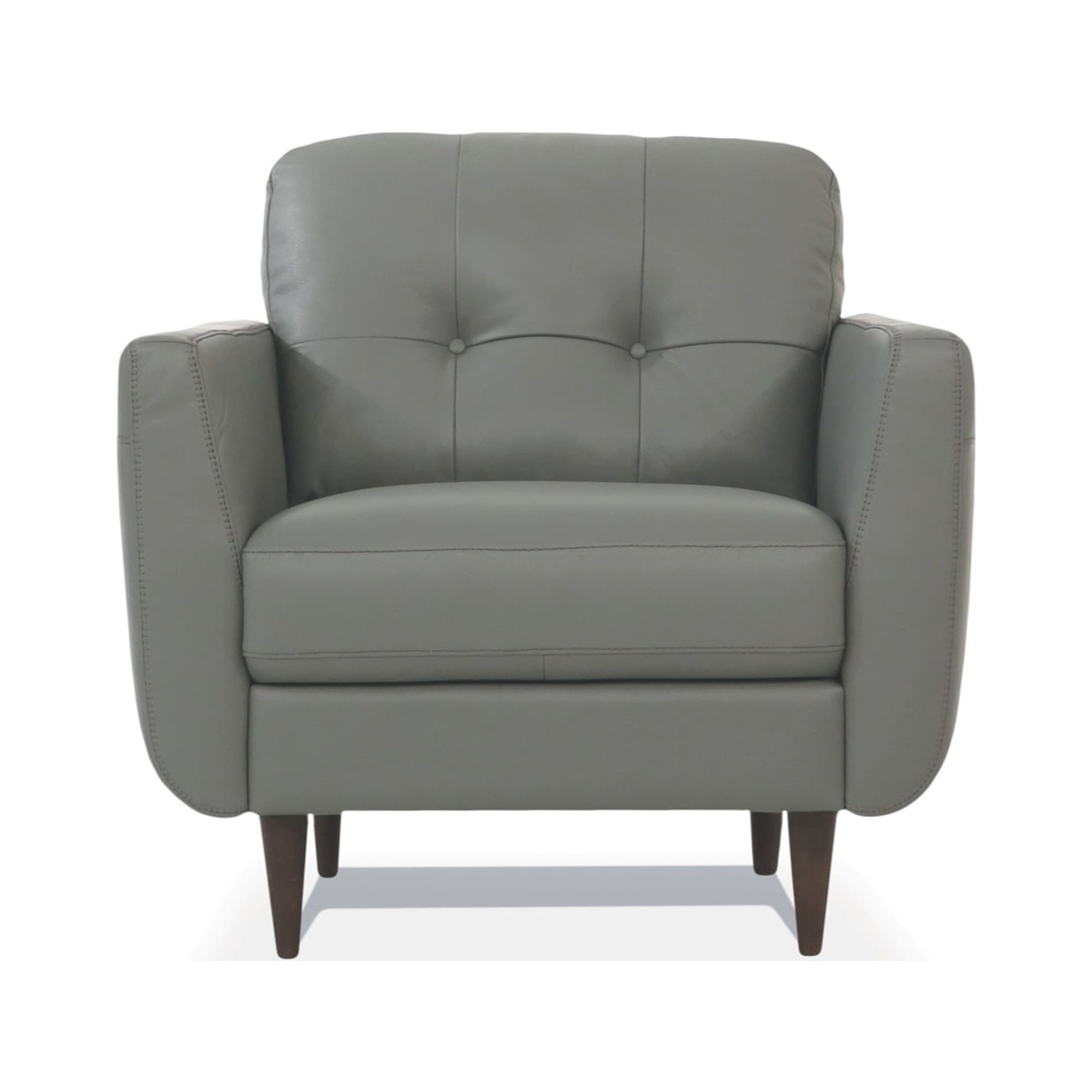 Leatherette Chair with Tapered Legs and Button Tufted Details, Gray ...