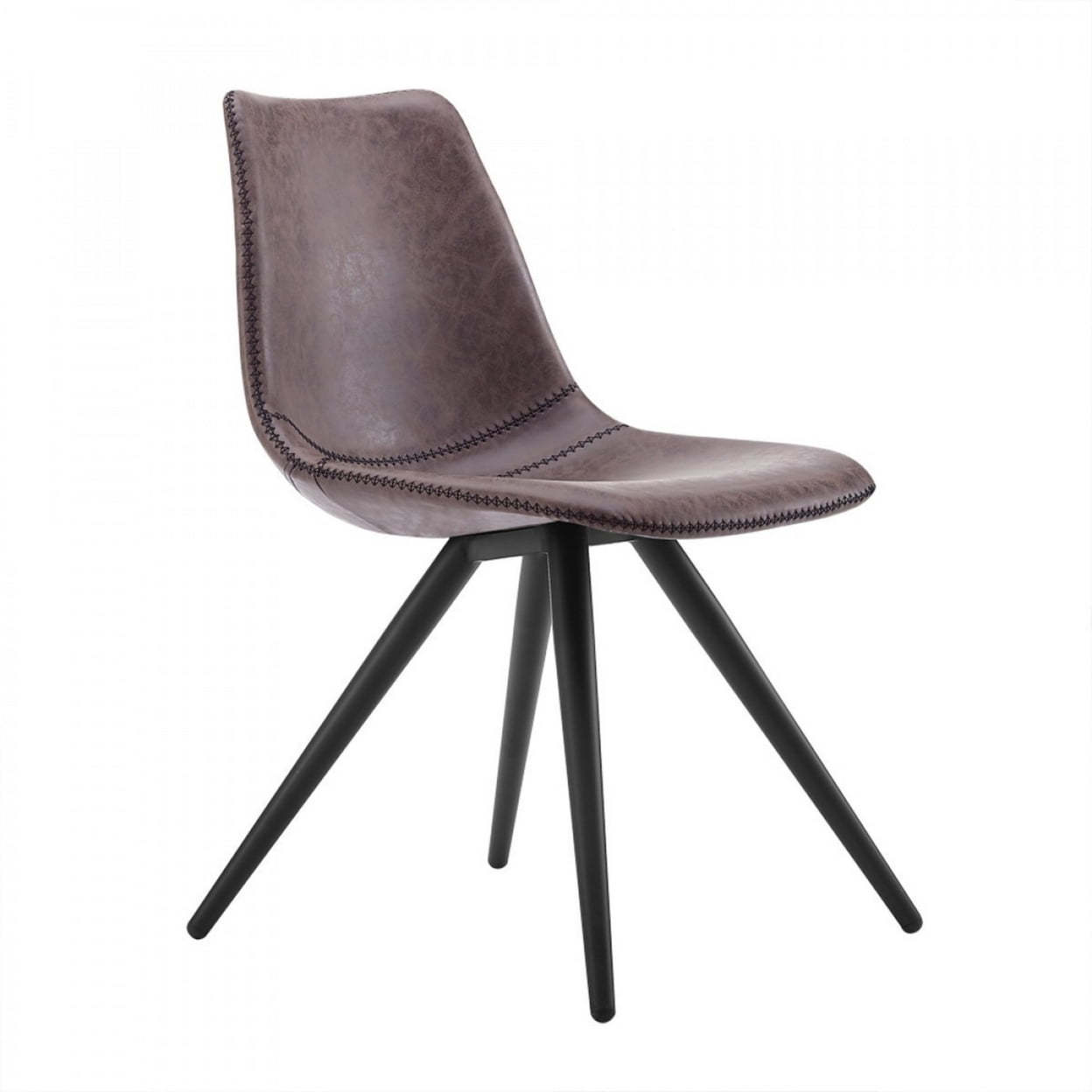 Leatherette Curved Dining Chair with Angled Legs, Set of 2, Brown and ...