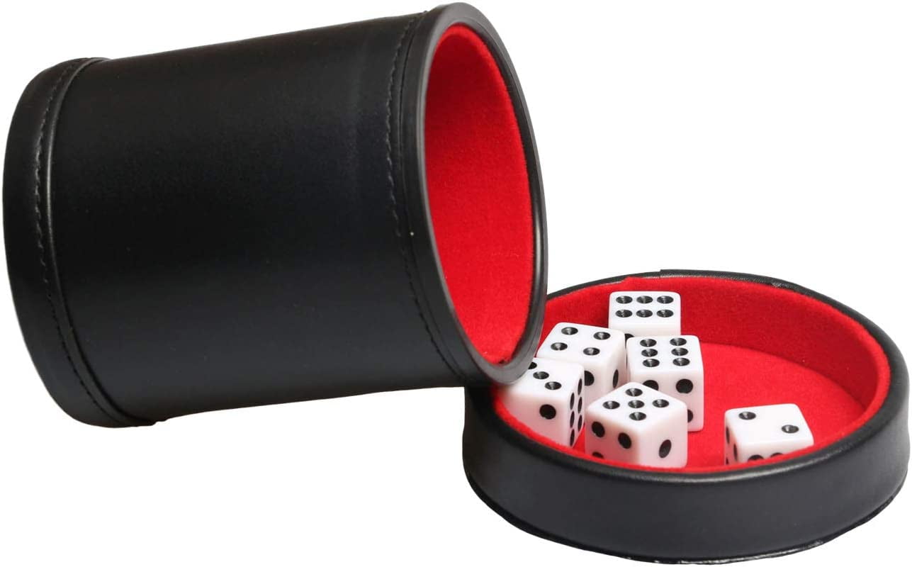 Leatherette Dice Cup with Lid. Includs 16mm Regular Dices. Red Felt ...